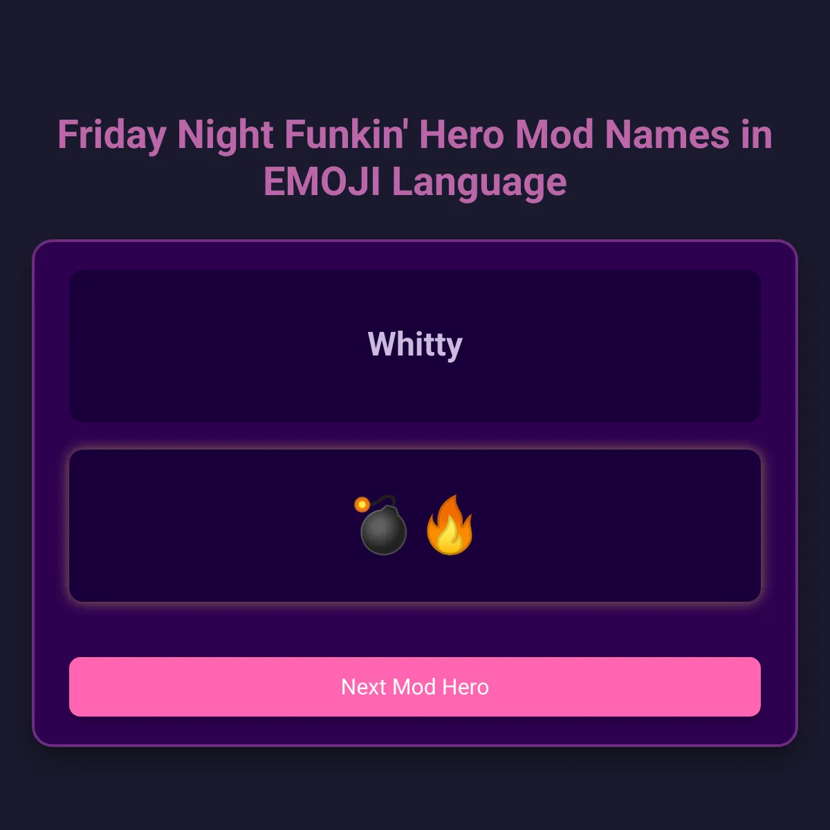 FNF Hero Mod Names in EMOJI Language