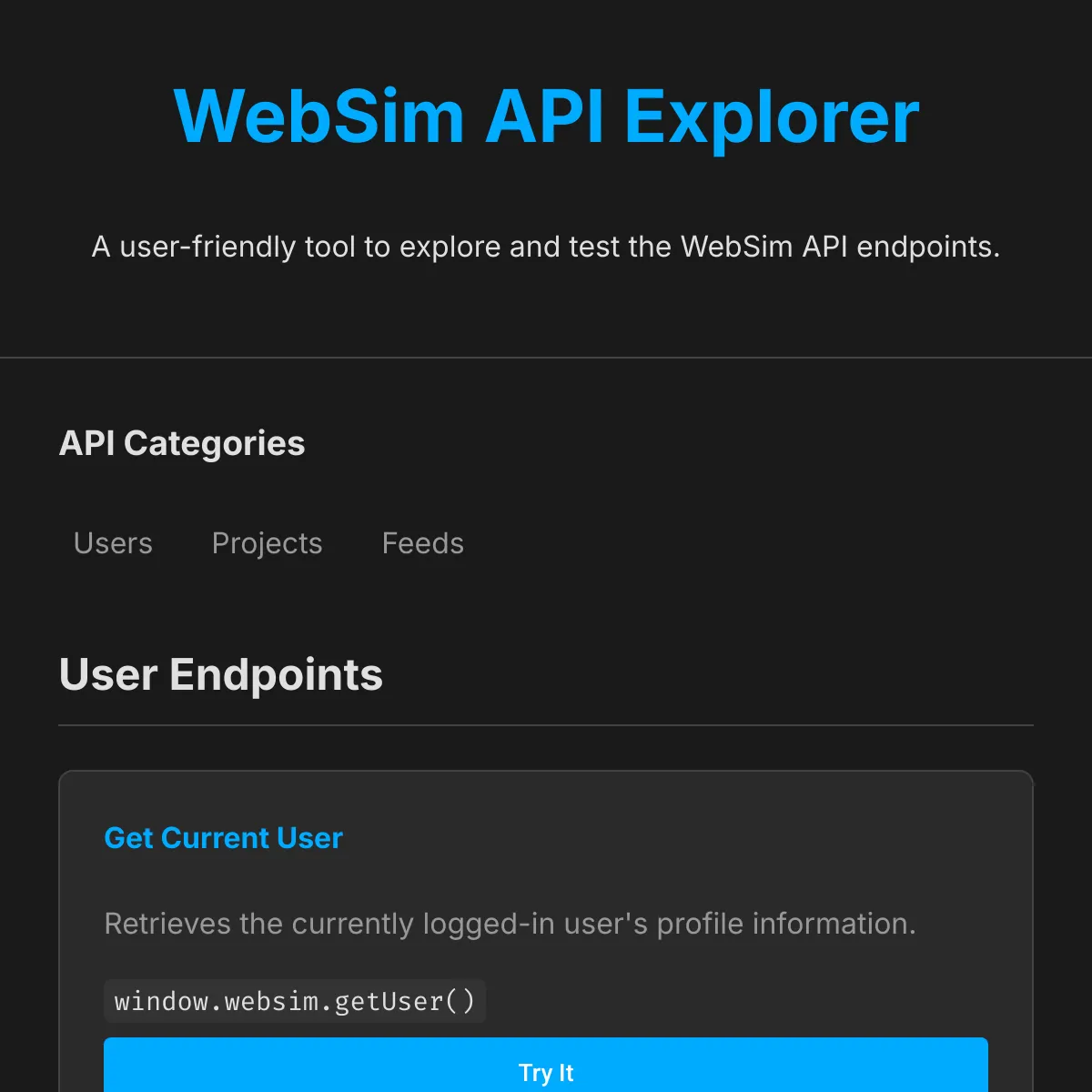 Websim Api Explorer