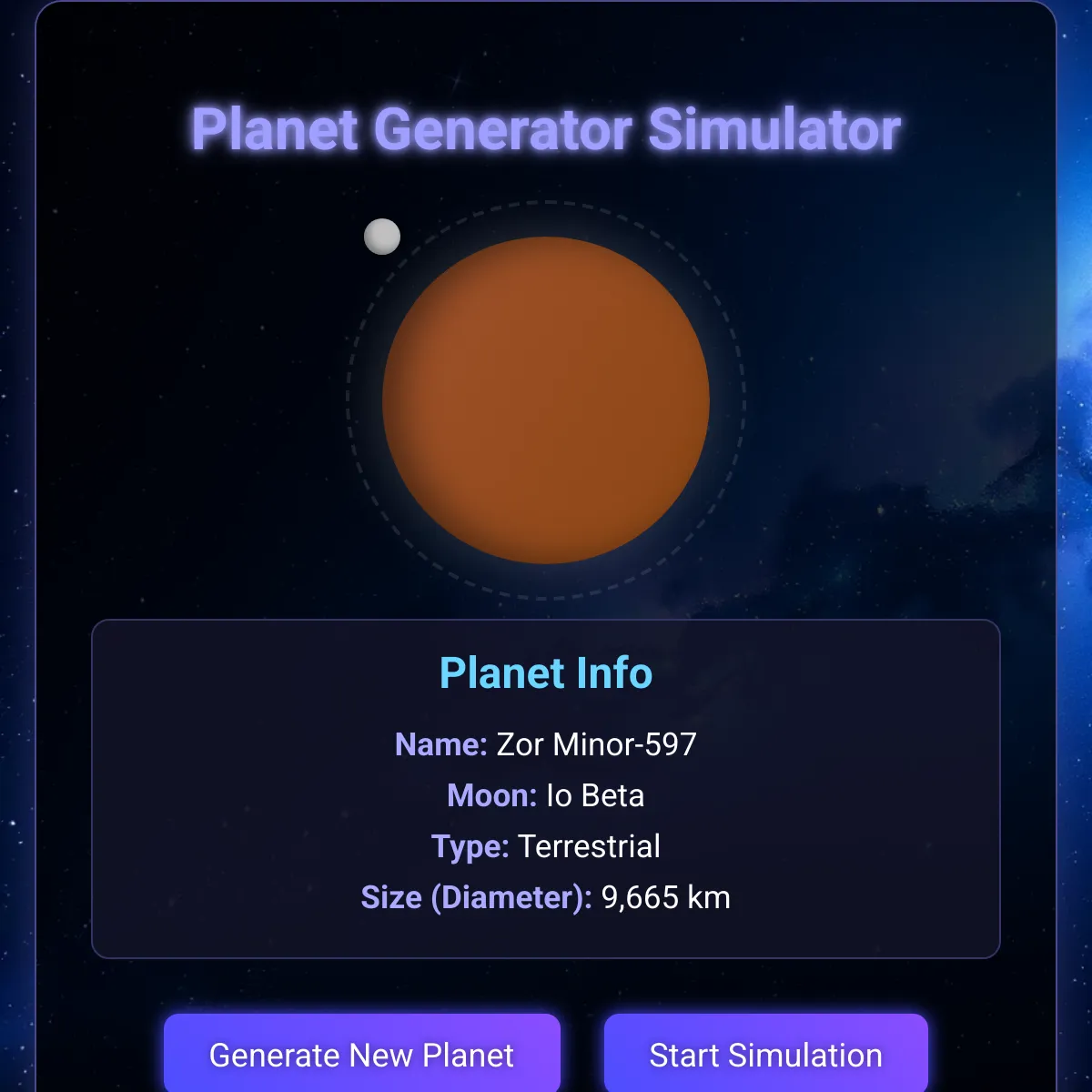 Planet Generator Simulator