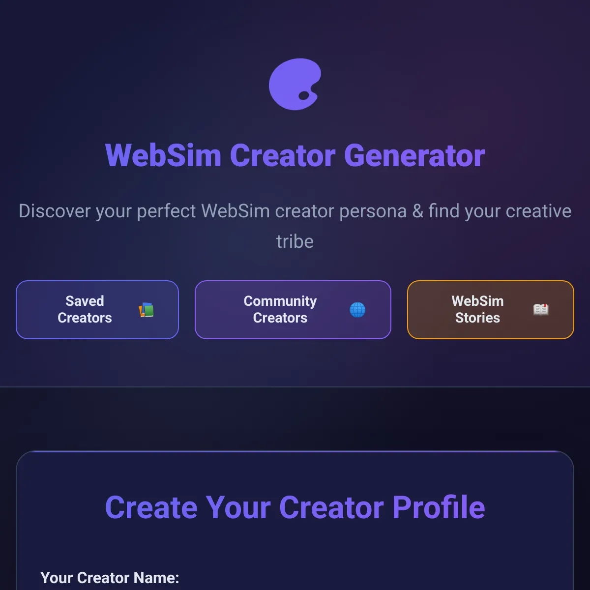 WebSim Creator Generator