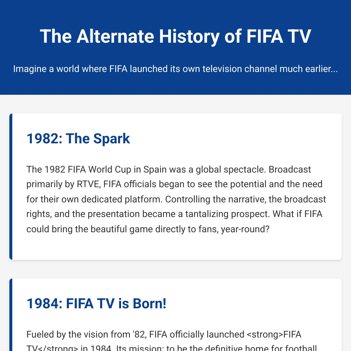 What if FIFA TV Was Real?