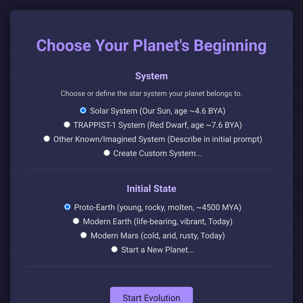 Planet evolution