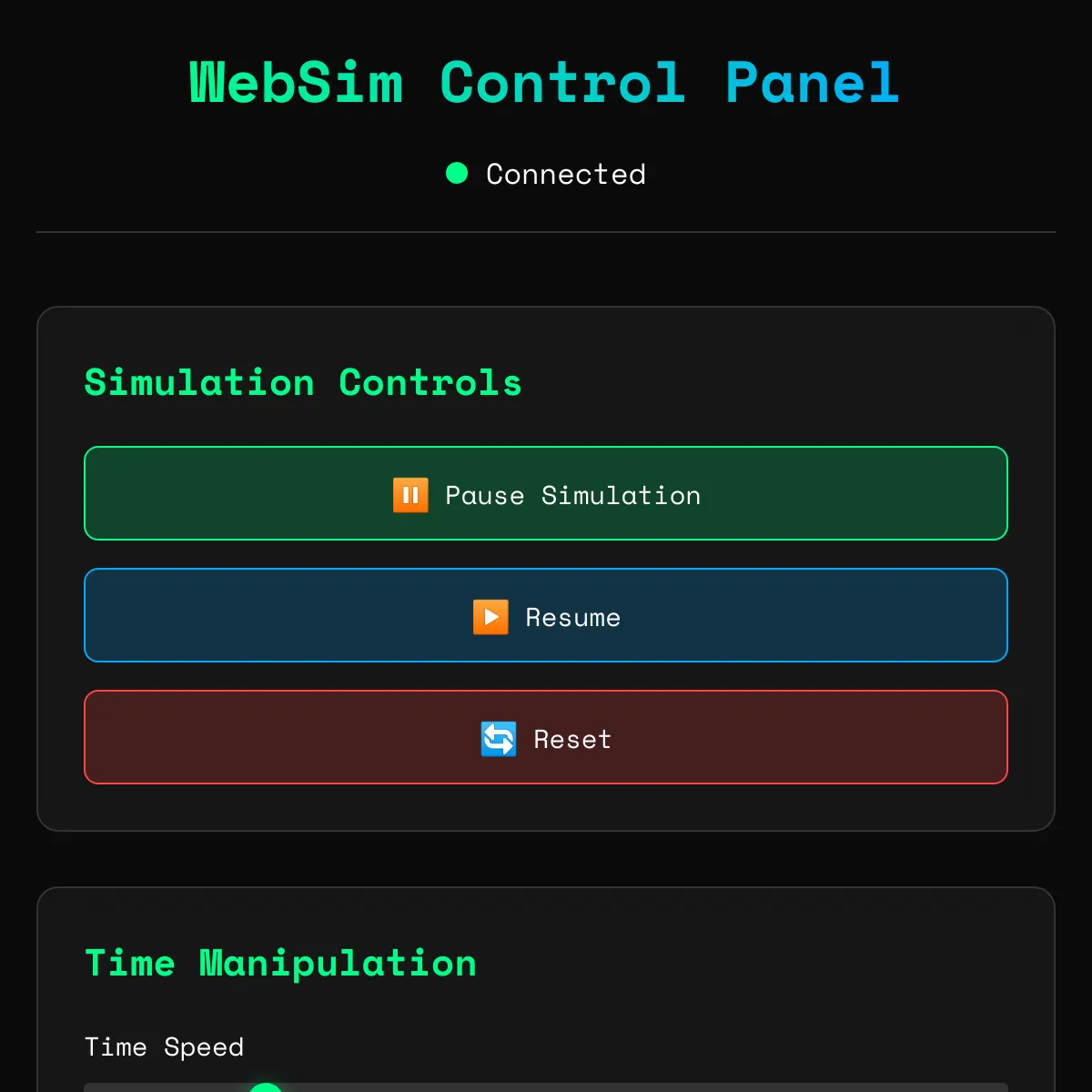 WebSim Control Panel