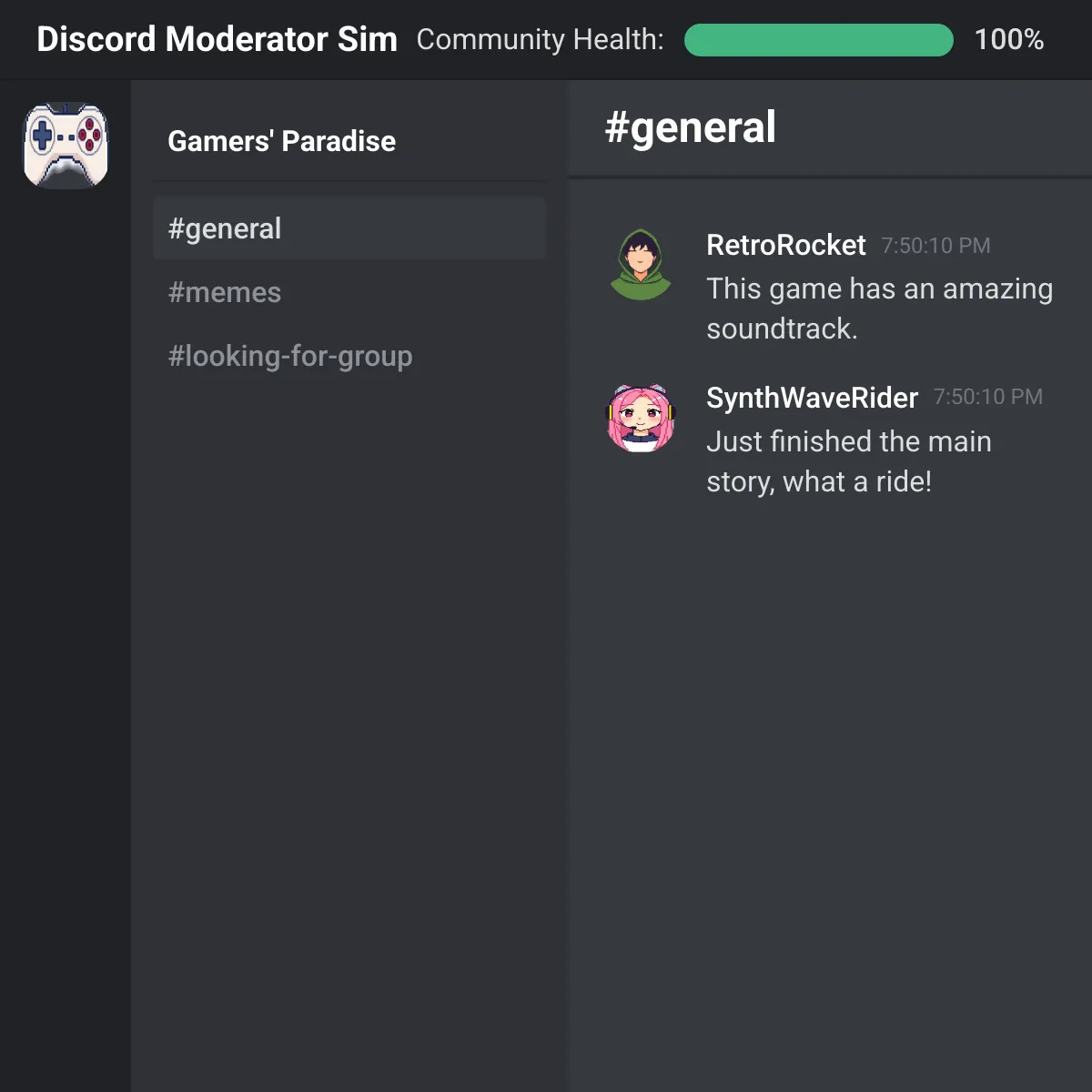 Discord Moderator Simulator
