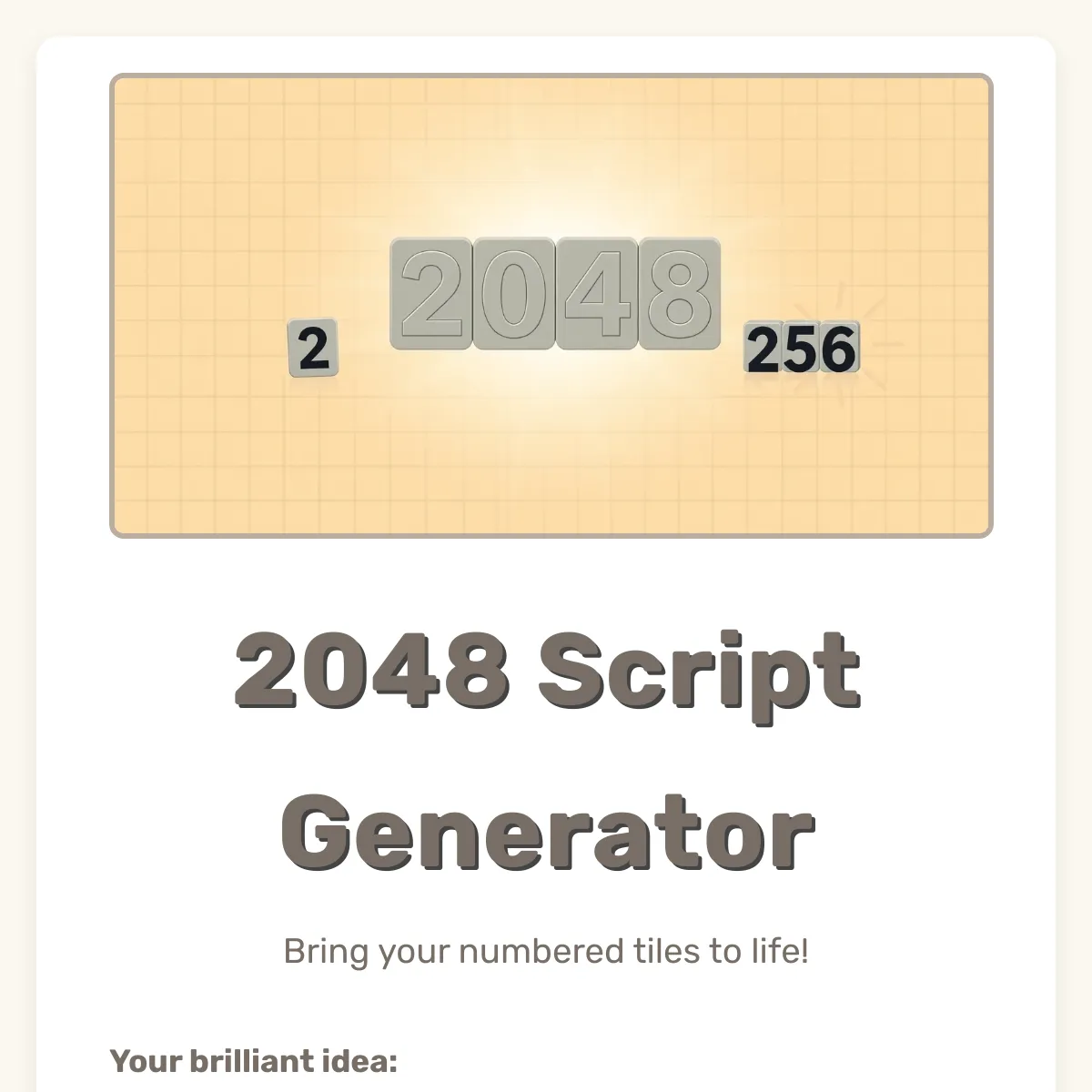 2048 Script Generator