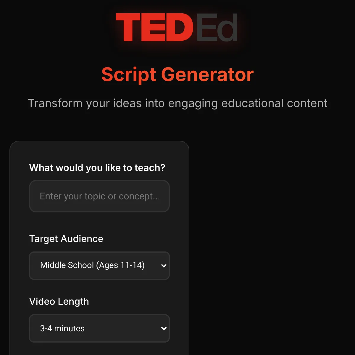 TED-Ed Script Generator