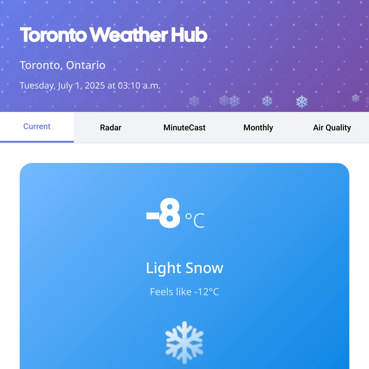 Toronto Weather Hub 2028