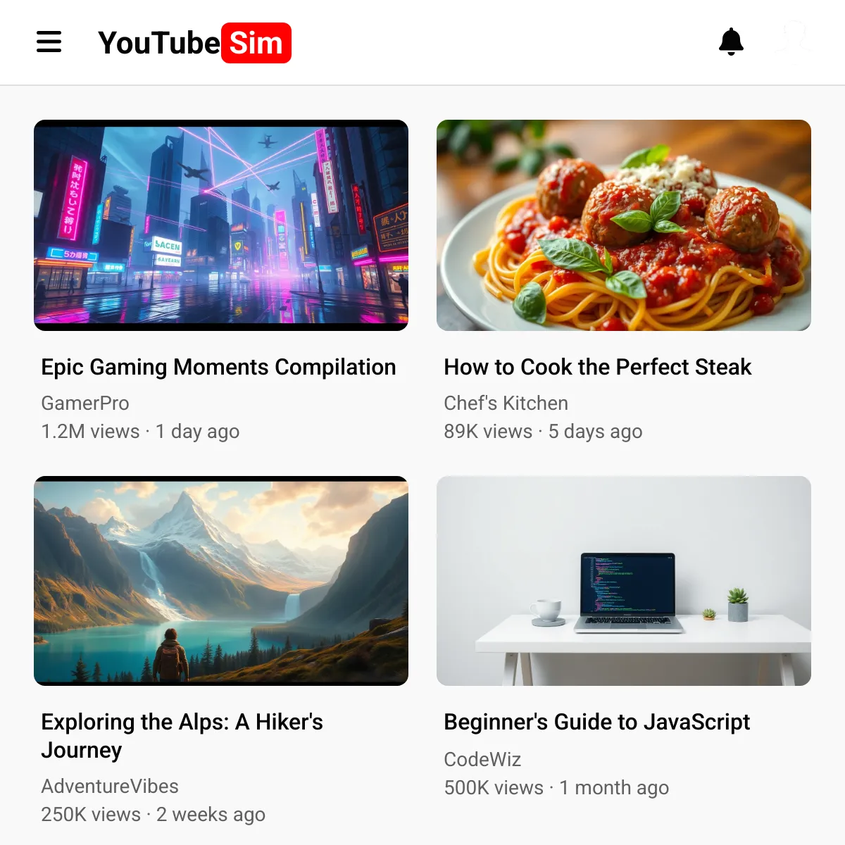 YouTube Simulator template