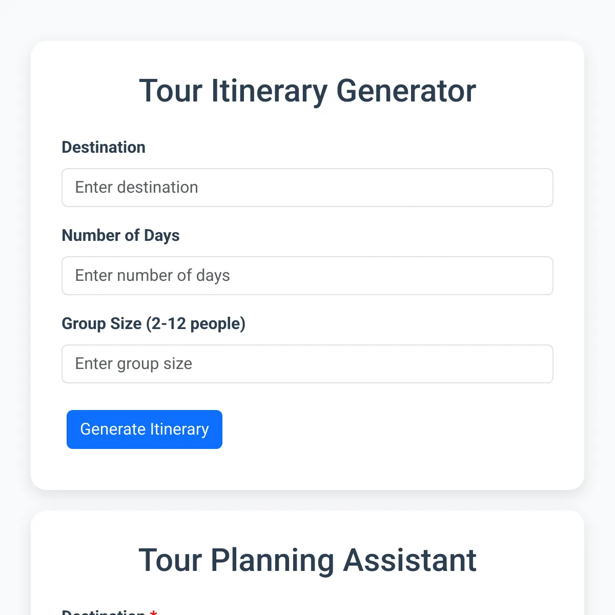 Tour Itinerary Generator