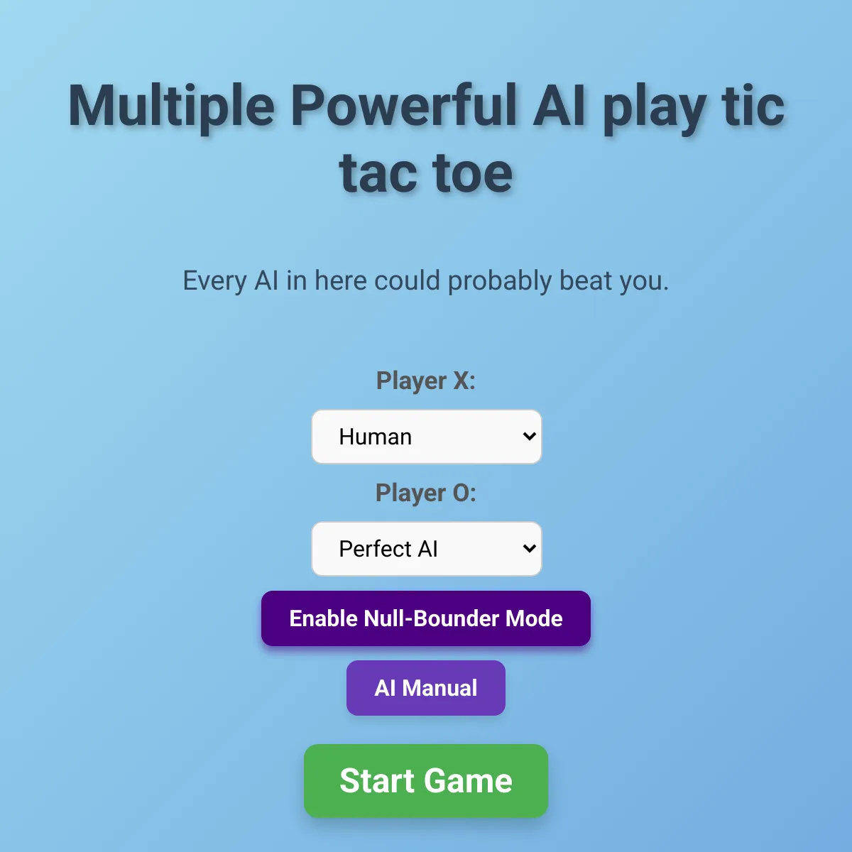 Perfect Tic Tac Toe AI