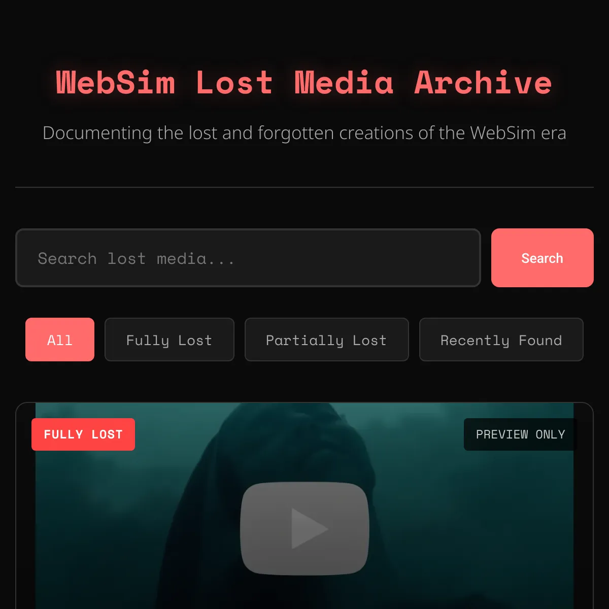 WebSim Lost Media Archive