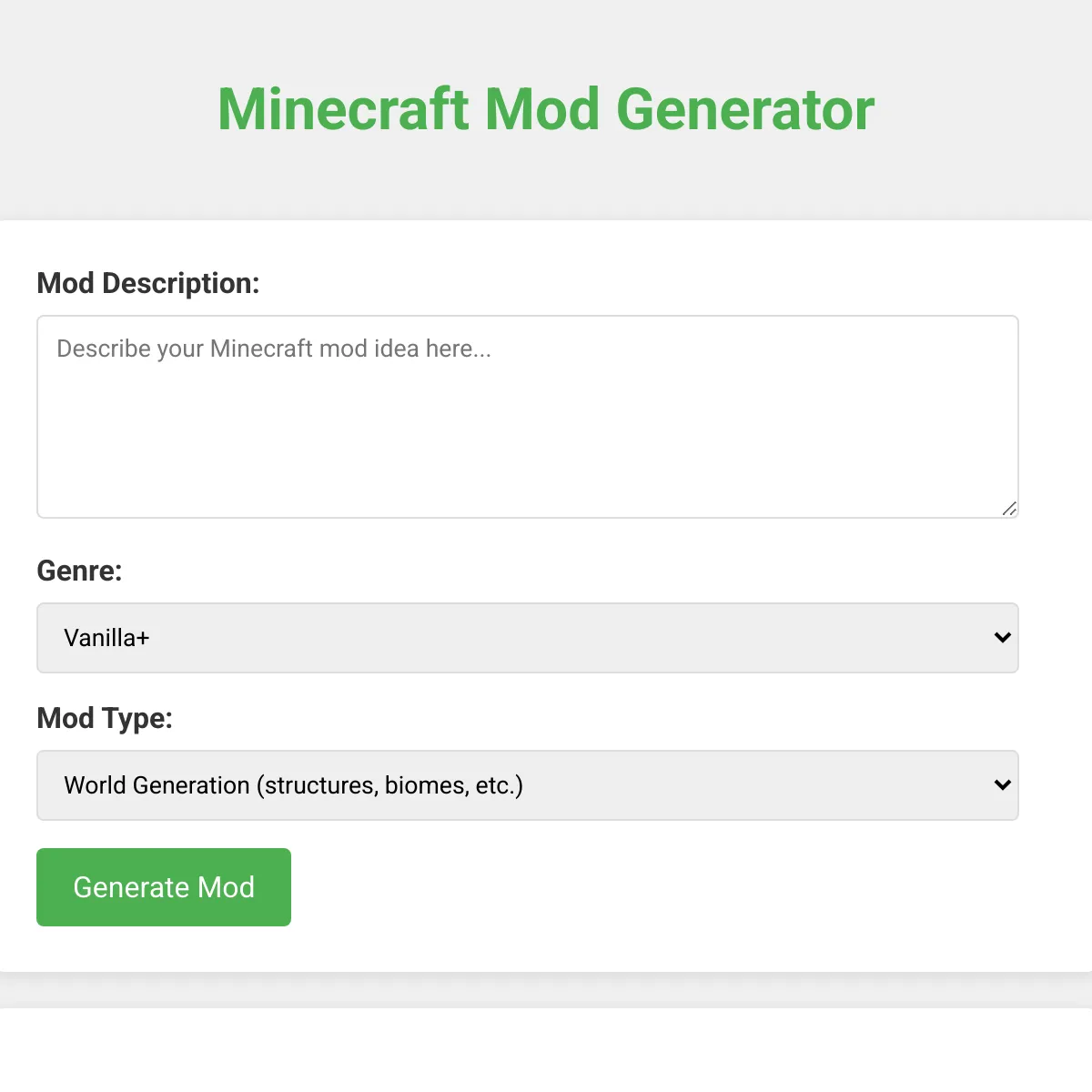 Minecraft Mod Generator