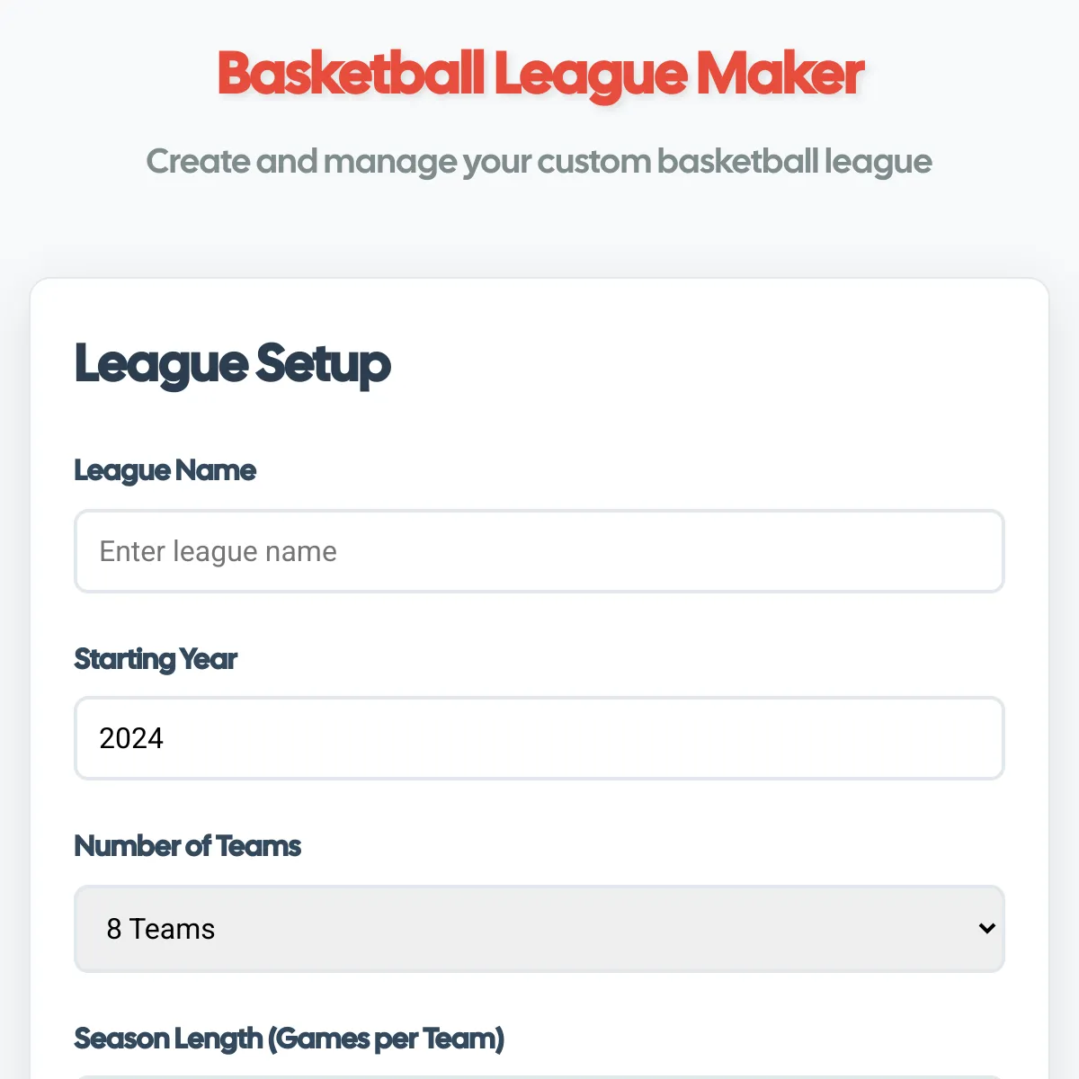 Basketball League Maker
