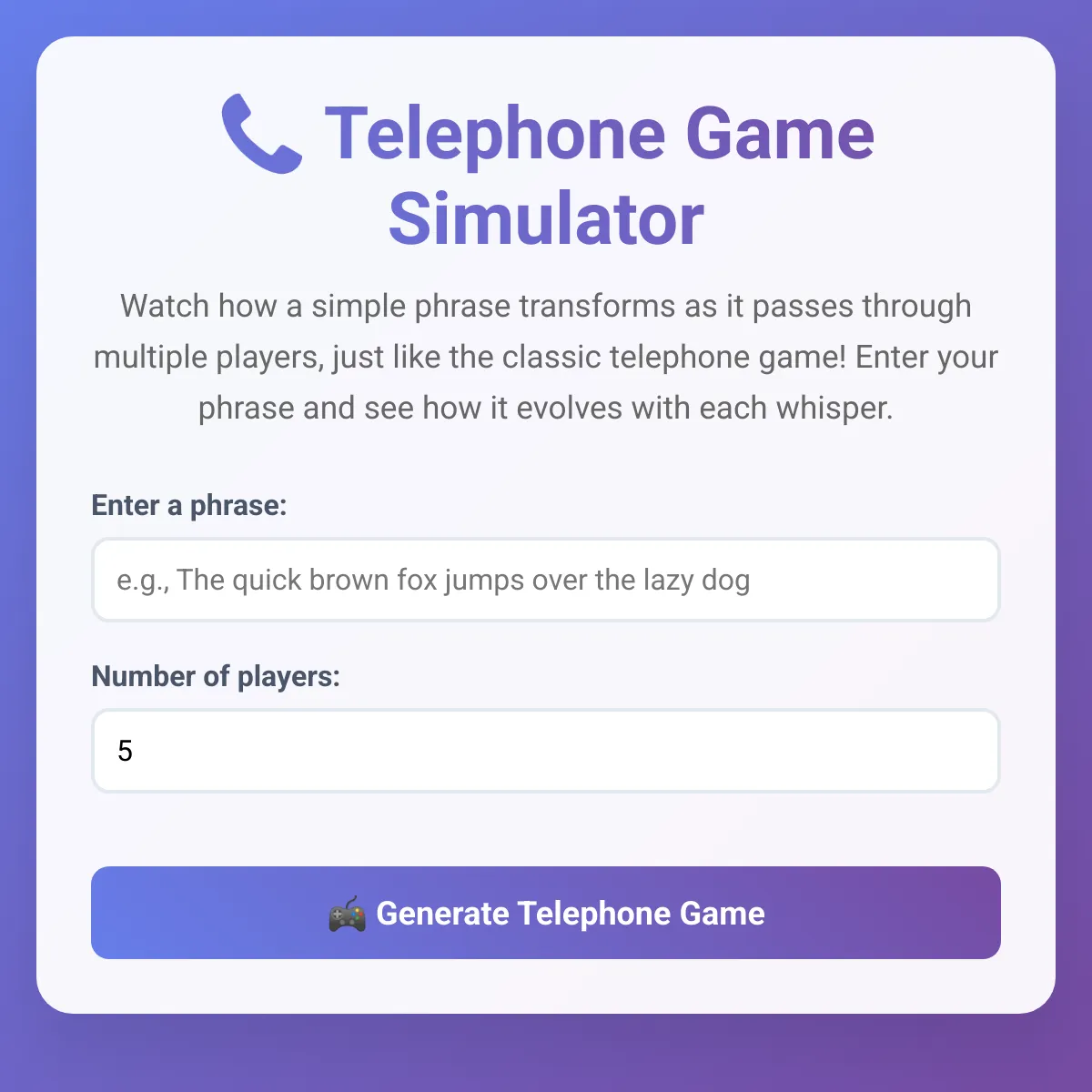 Telephone Game Simulator