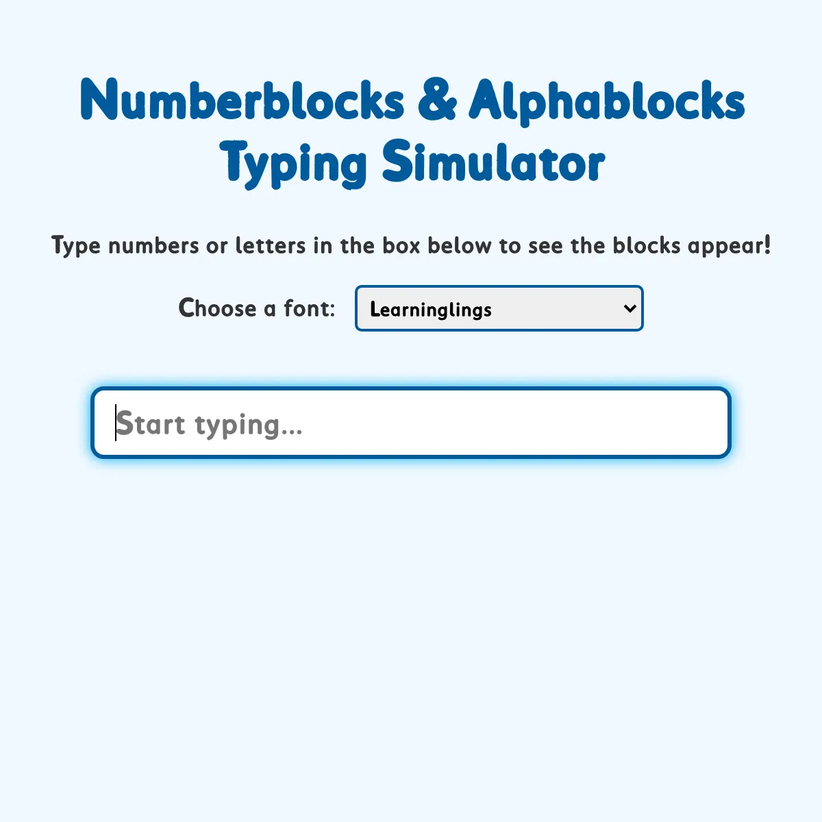 Numberblocks Typing Simulator