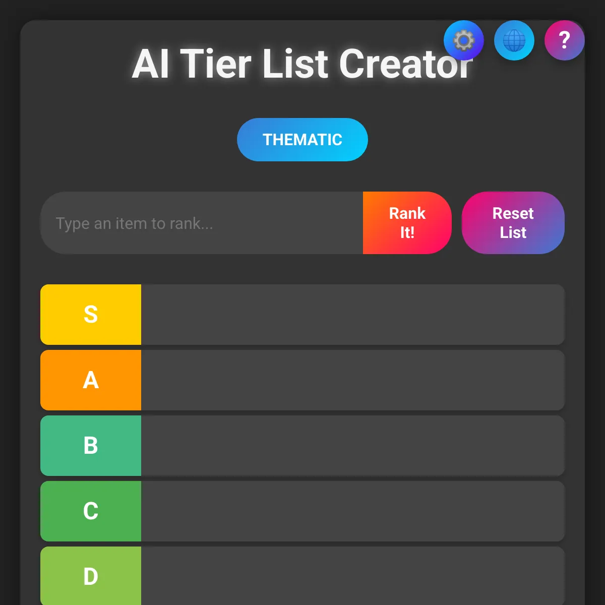 Advanced Tier List with AI