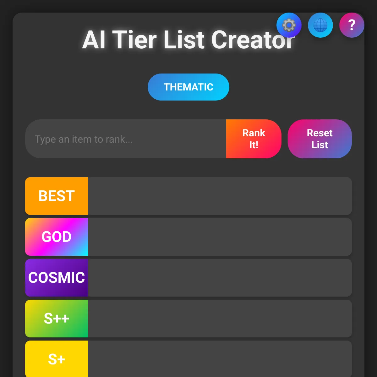 Advanced Tier List with AI