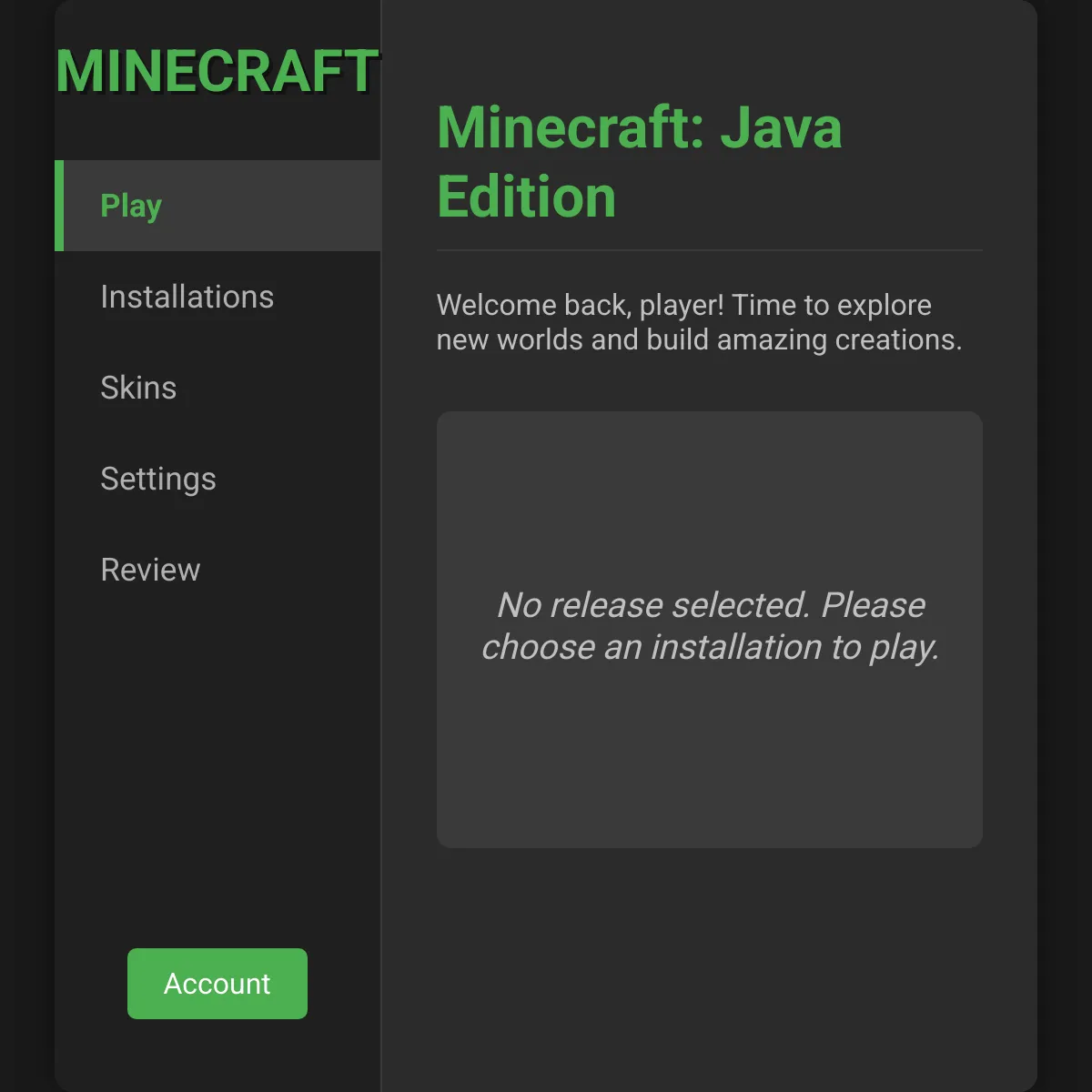 Minecraft Launcher UI