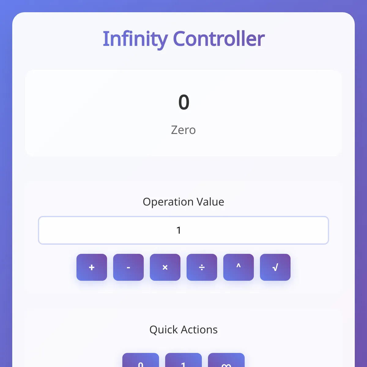 Numbers 0 to Absolute Infinity Controller