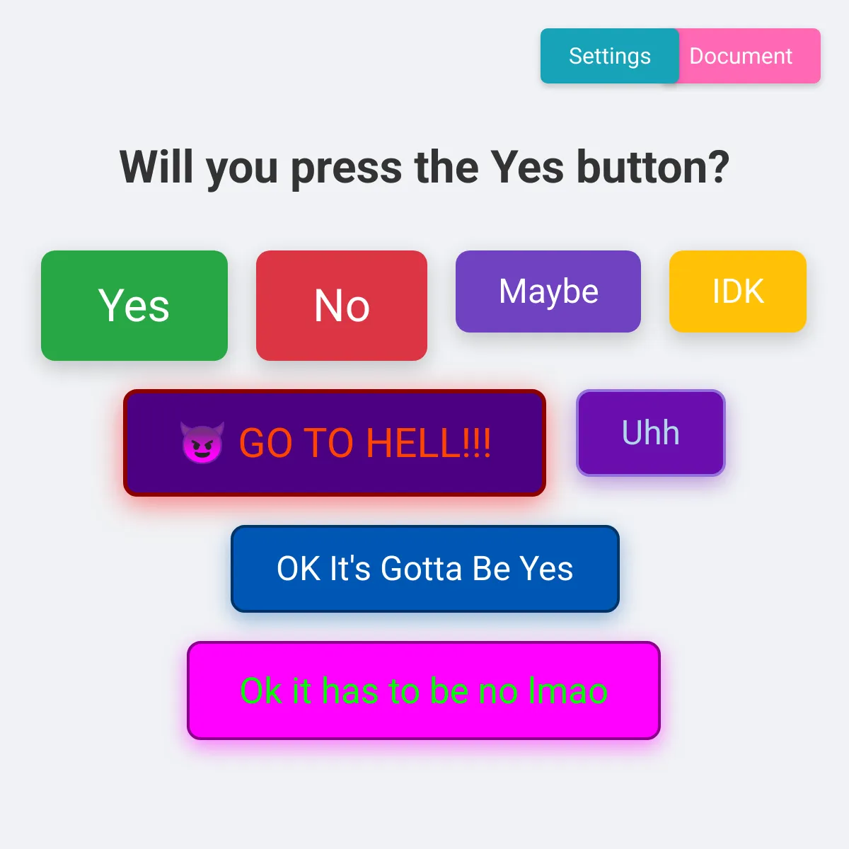 Yes No Buttons