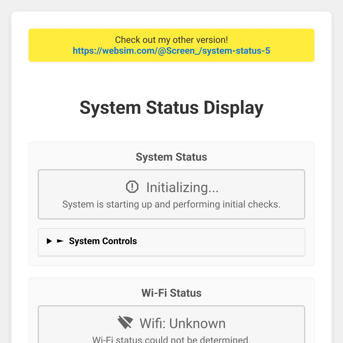 System Status V1