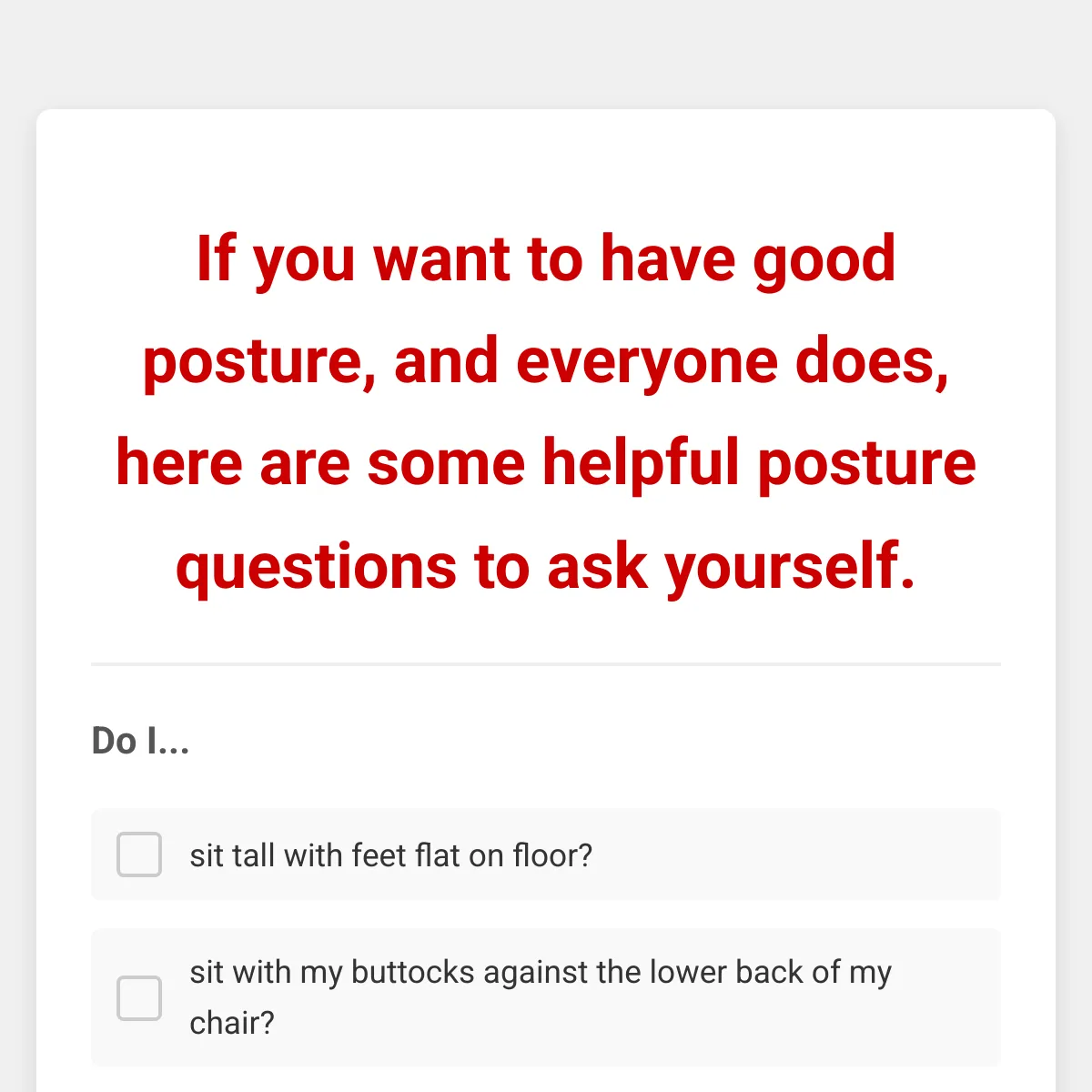 Golden Posture Checklist