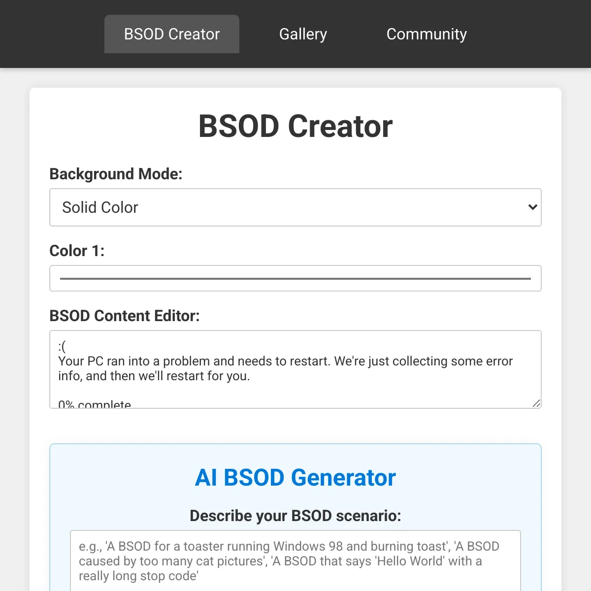 BSOD Creator