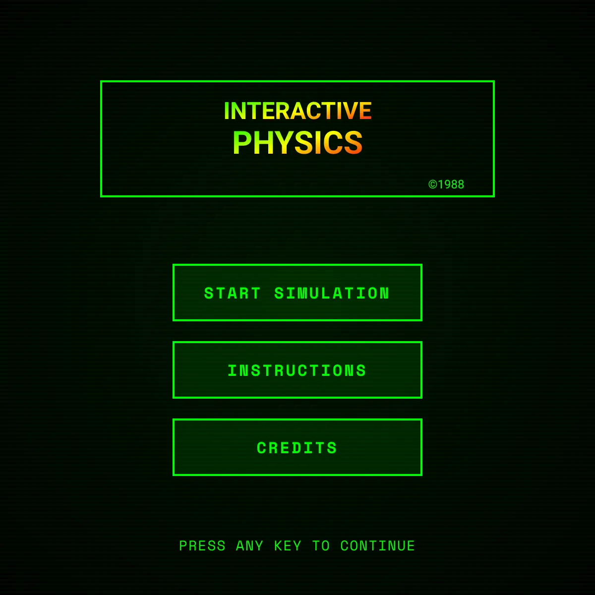 Interactive Physics - 1988