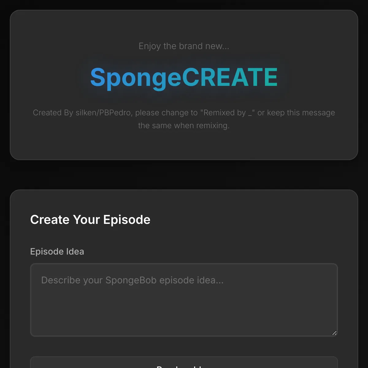 SpongeCREATE: Spongebob Episode Generator