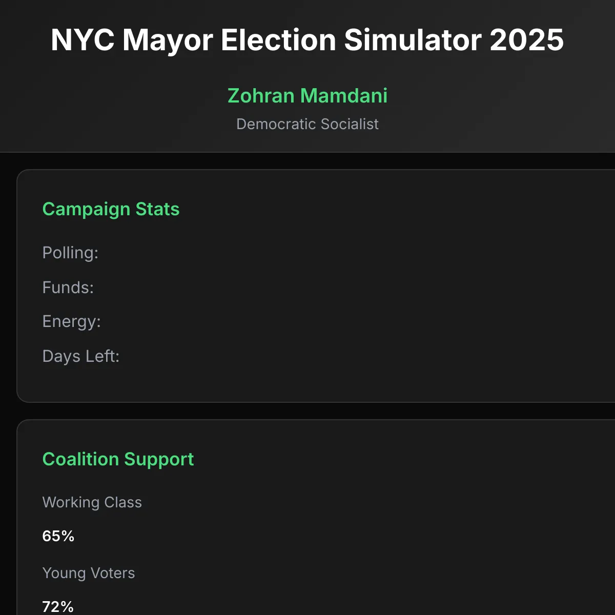 NYC Mayor Election Simulator 2025