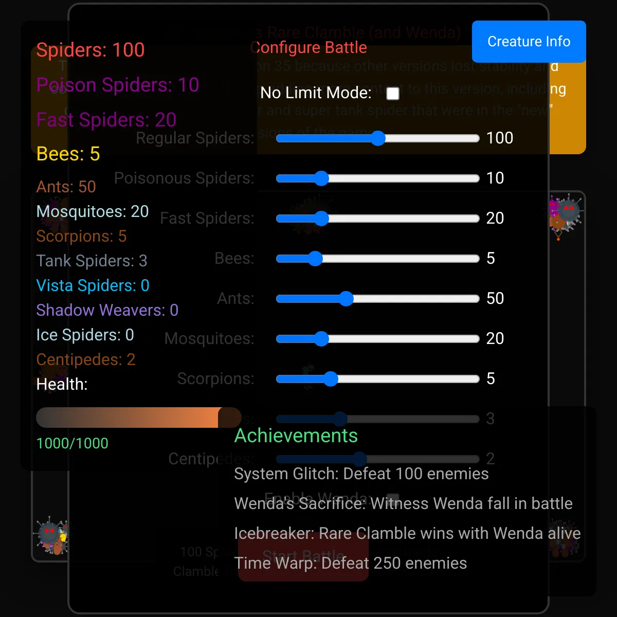 100 Spiders vs 1 Rare Clamble