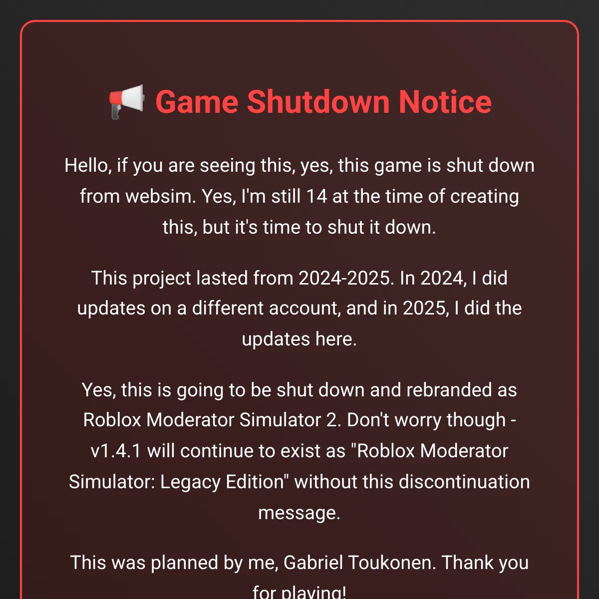 Roblox Moderation Simulator