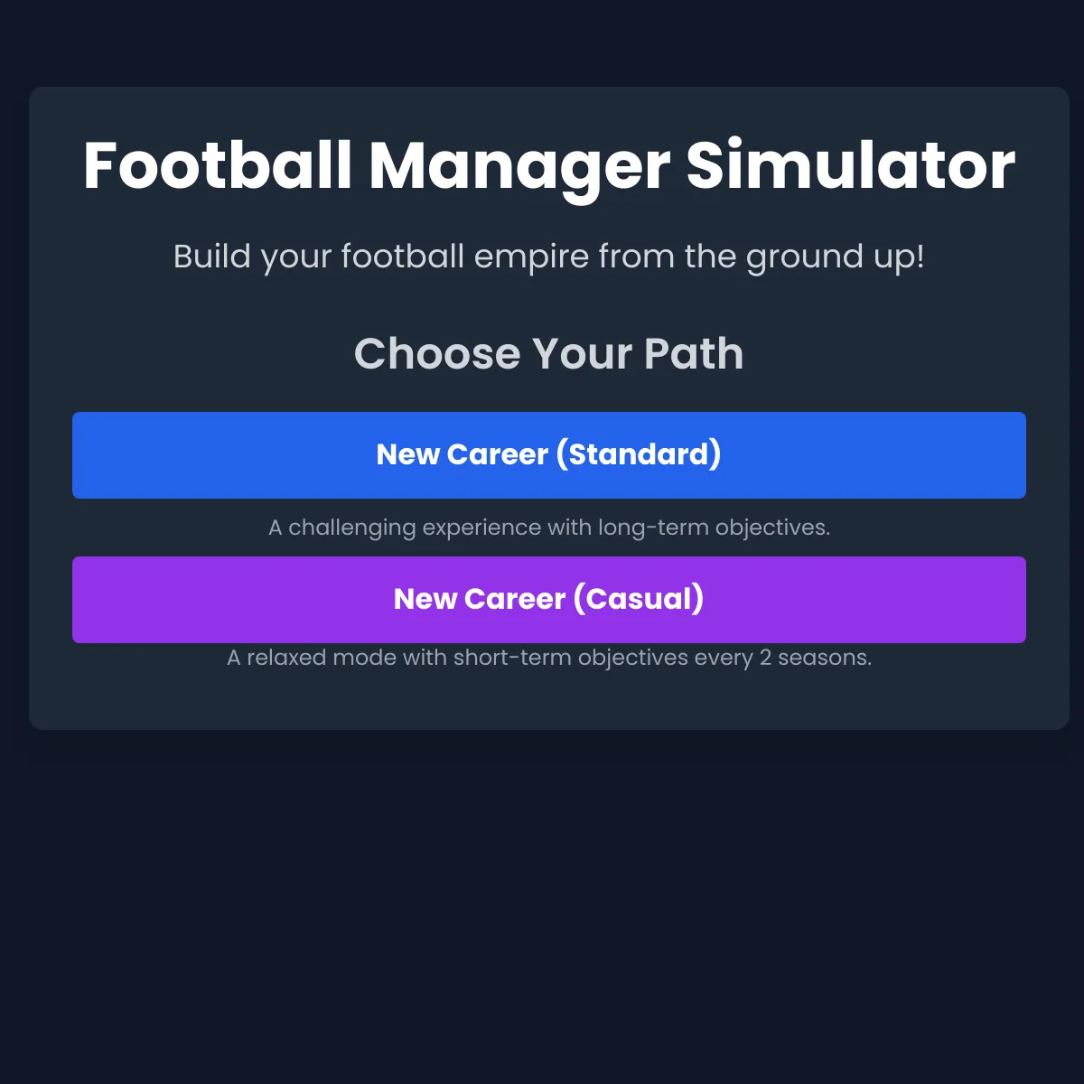 Football Manager Simulator - Create your club!