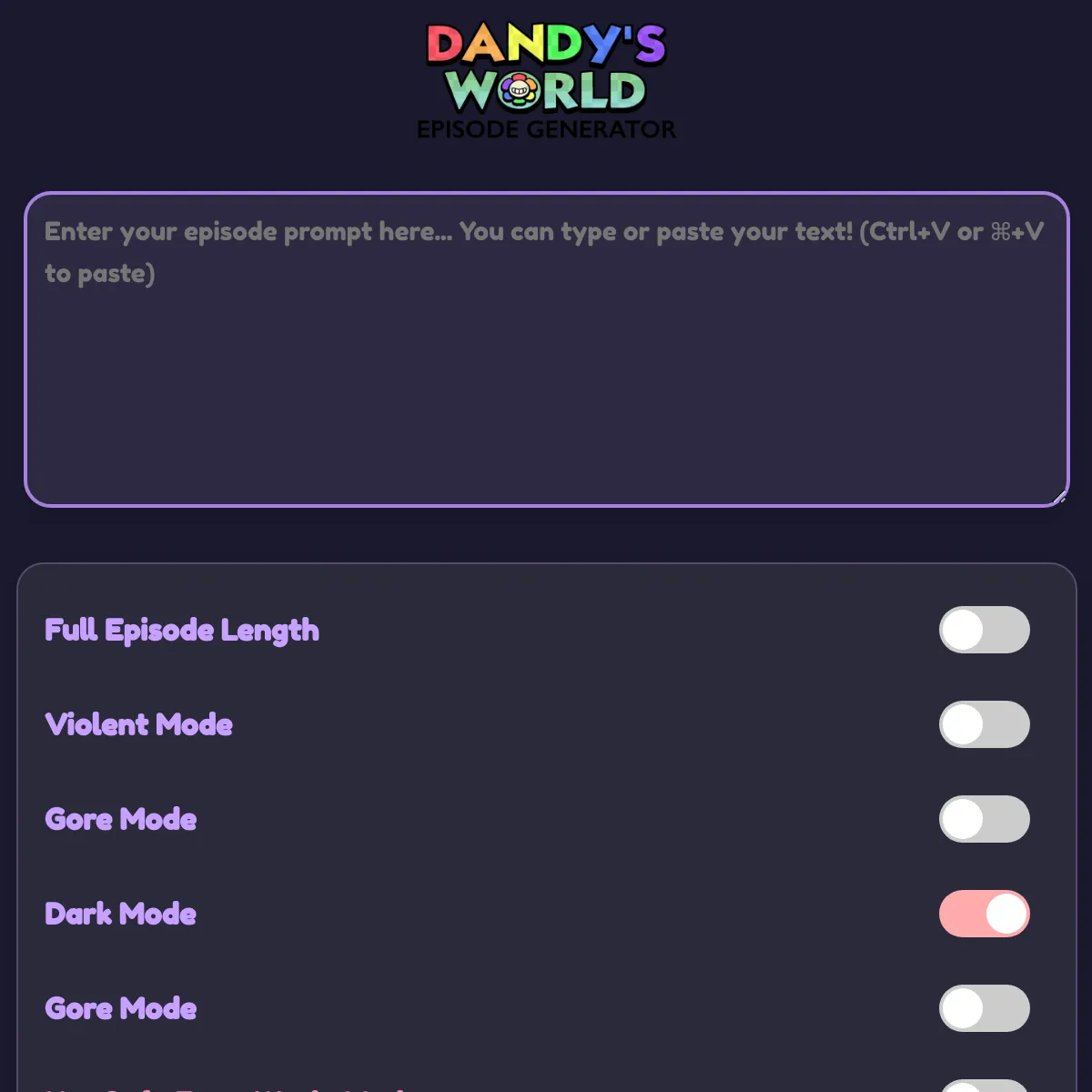 Dandys World Episode Generator