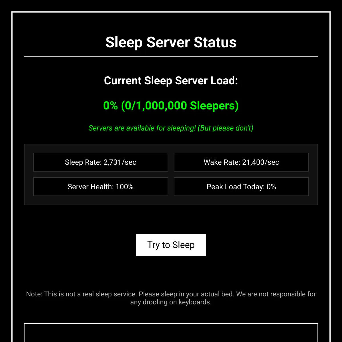 Sleep Server Status