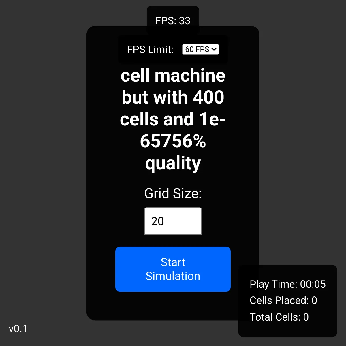 cell machine but with 400 cells (18 out of 400) and 1e-65756% quality ...
