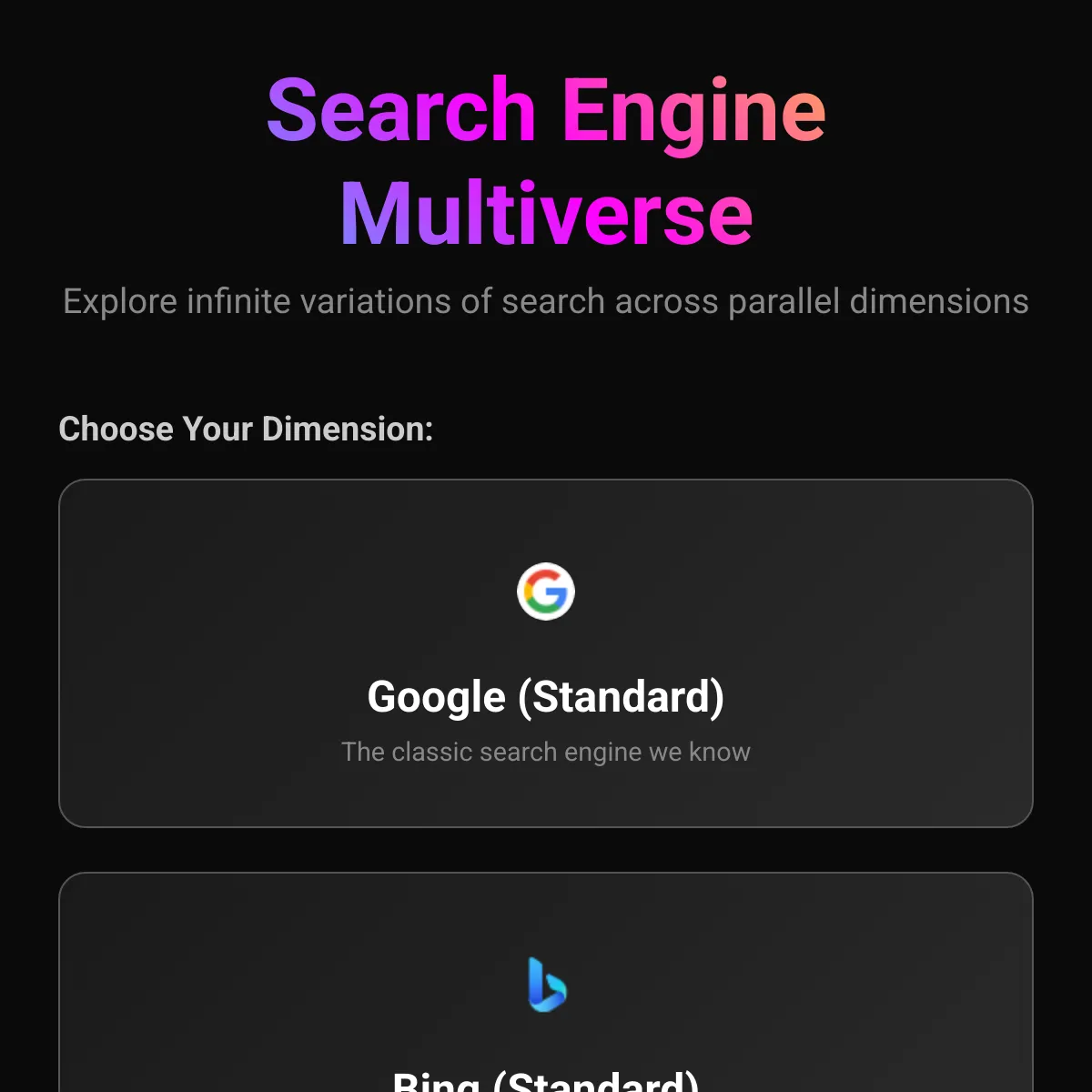 Search Engine Multiverse