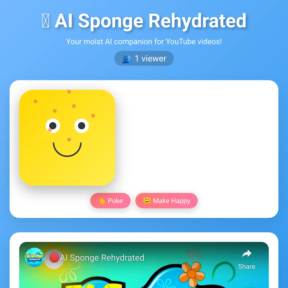 AI Sponge Rehydrated - Interactive AI Friend