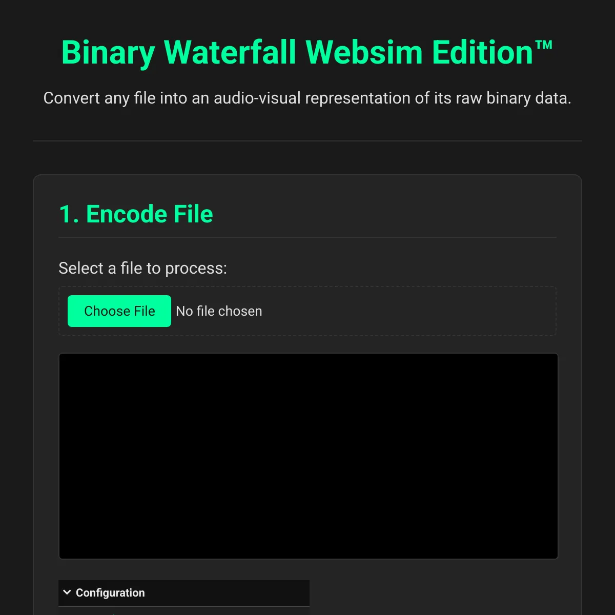 Binary Waterfall Websim Edition™