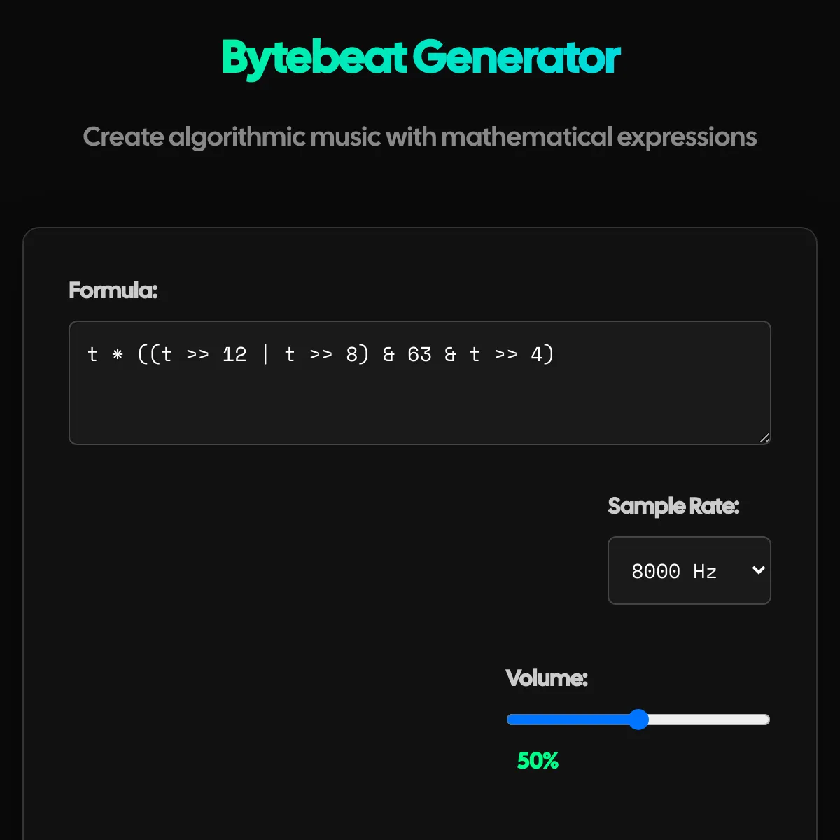 Bytebeat Generator