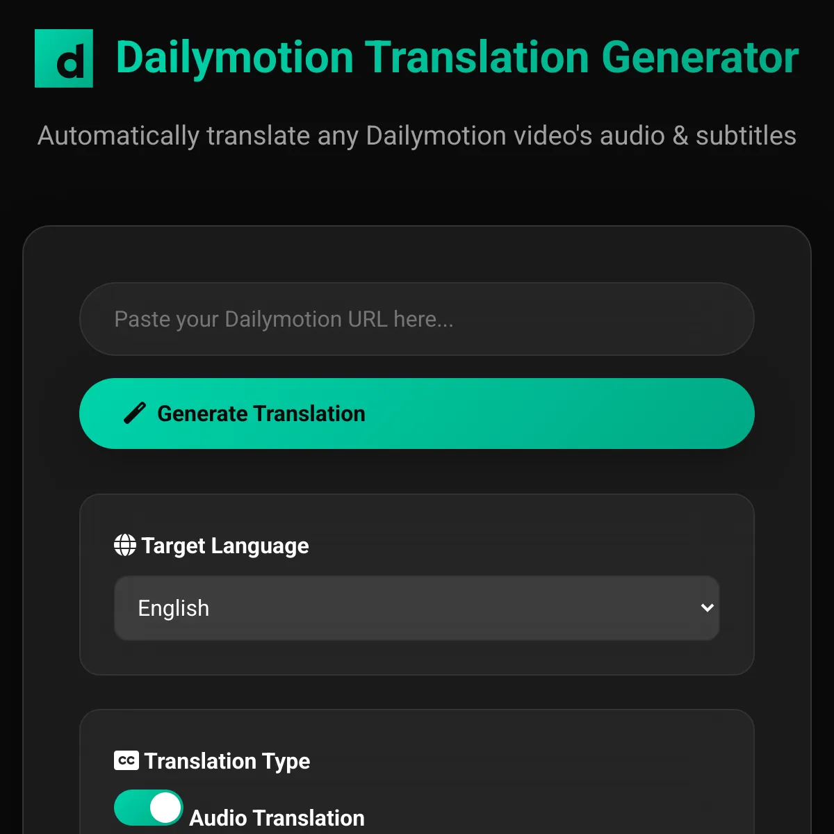 Dailymotion Translation Generator