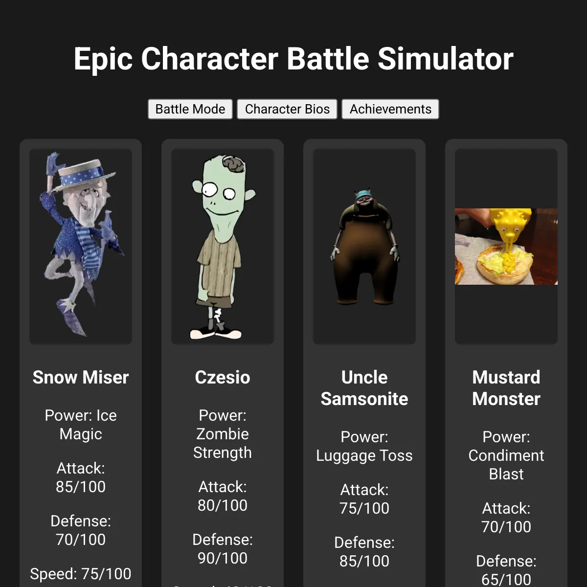 Epic Character Battle Simulator