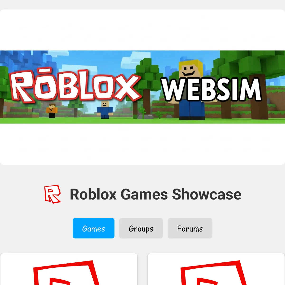 Roblox Games Showcase, WebSite