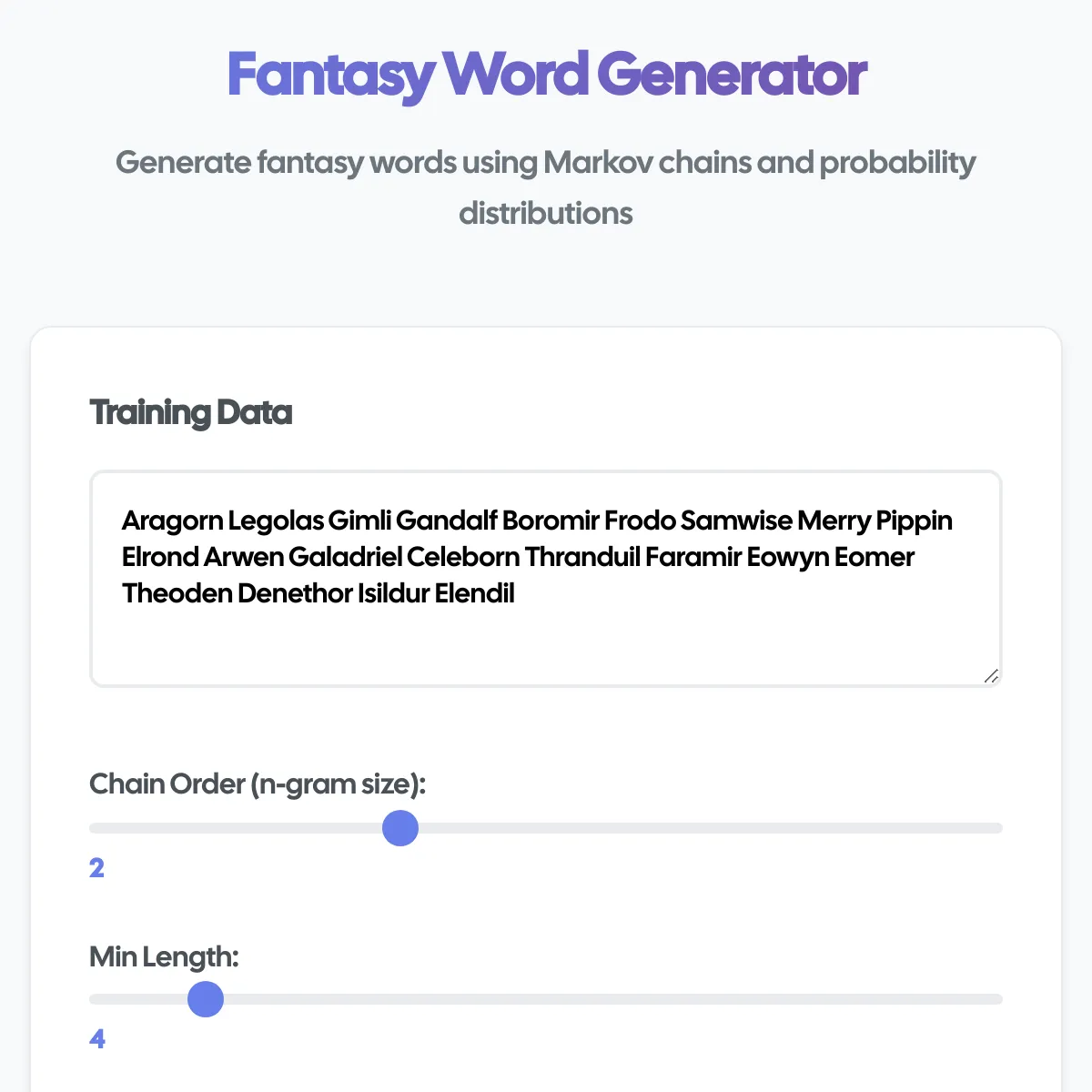 Fantasy Word Generator