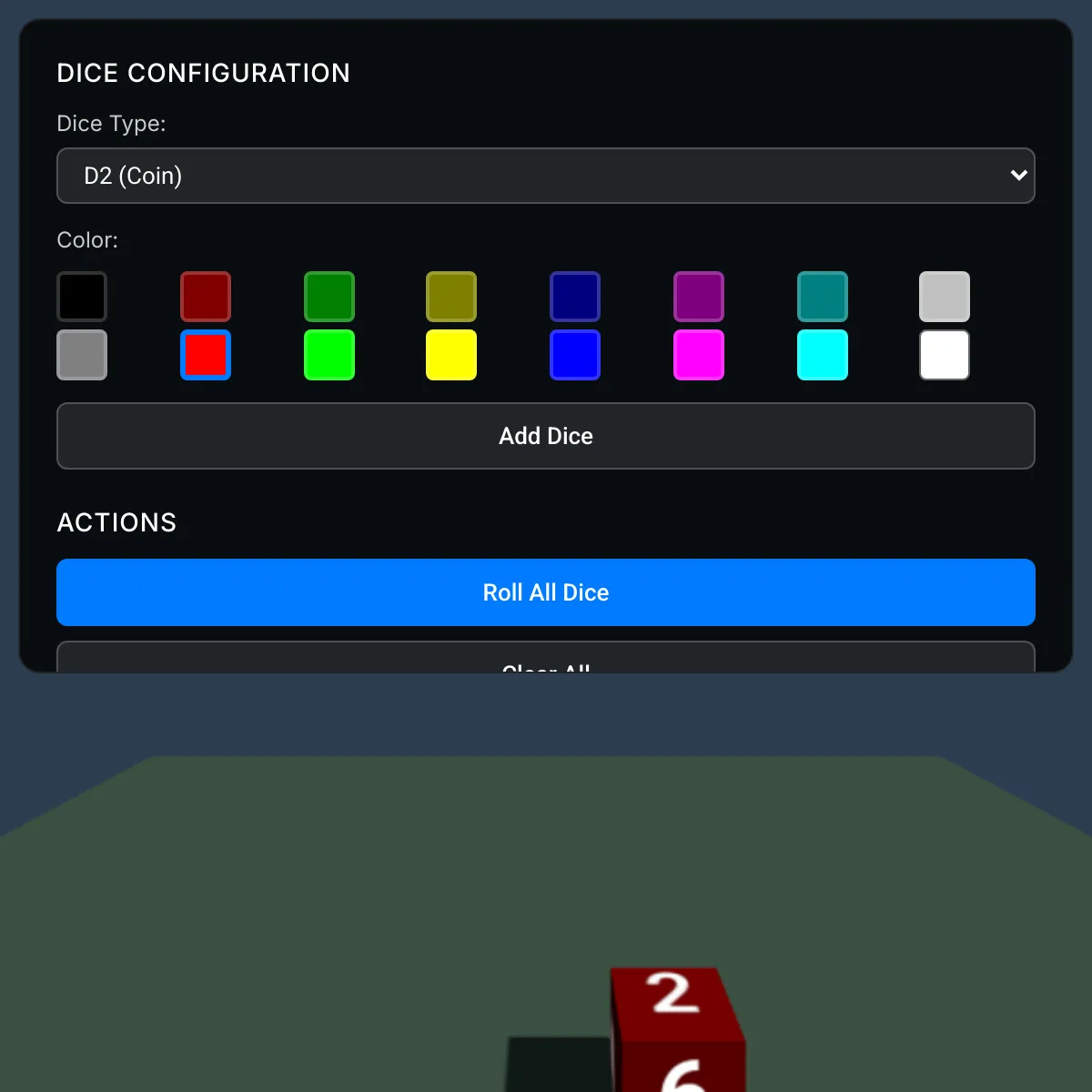 3D Dice Roller