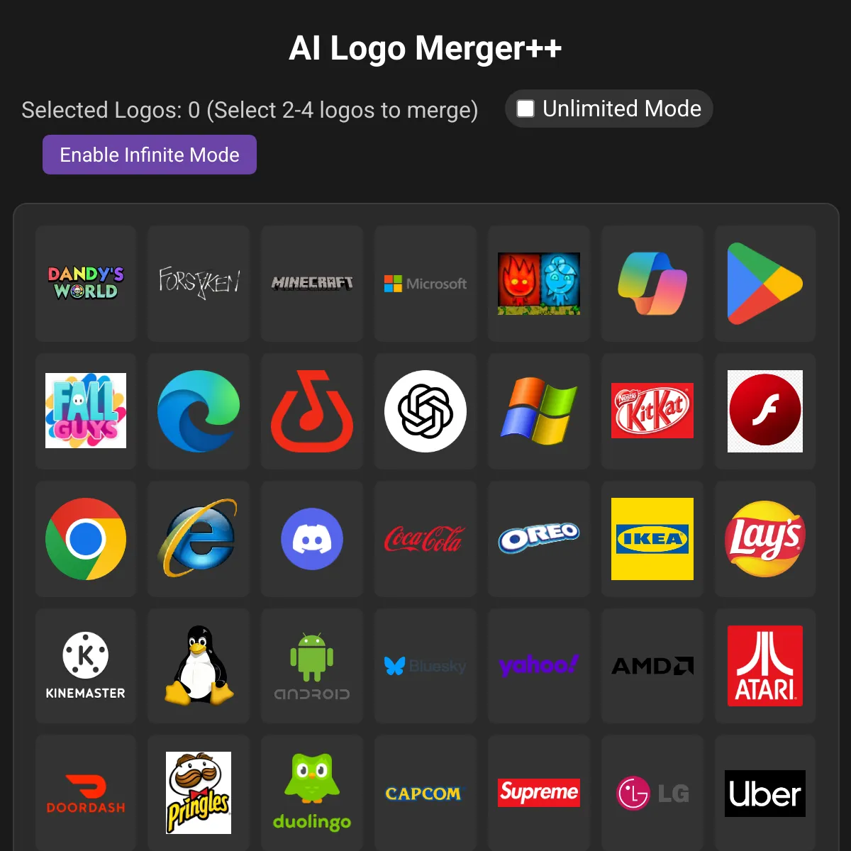 AI Logo Merger++ INFINITE - Websim Play