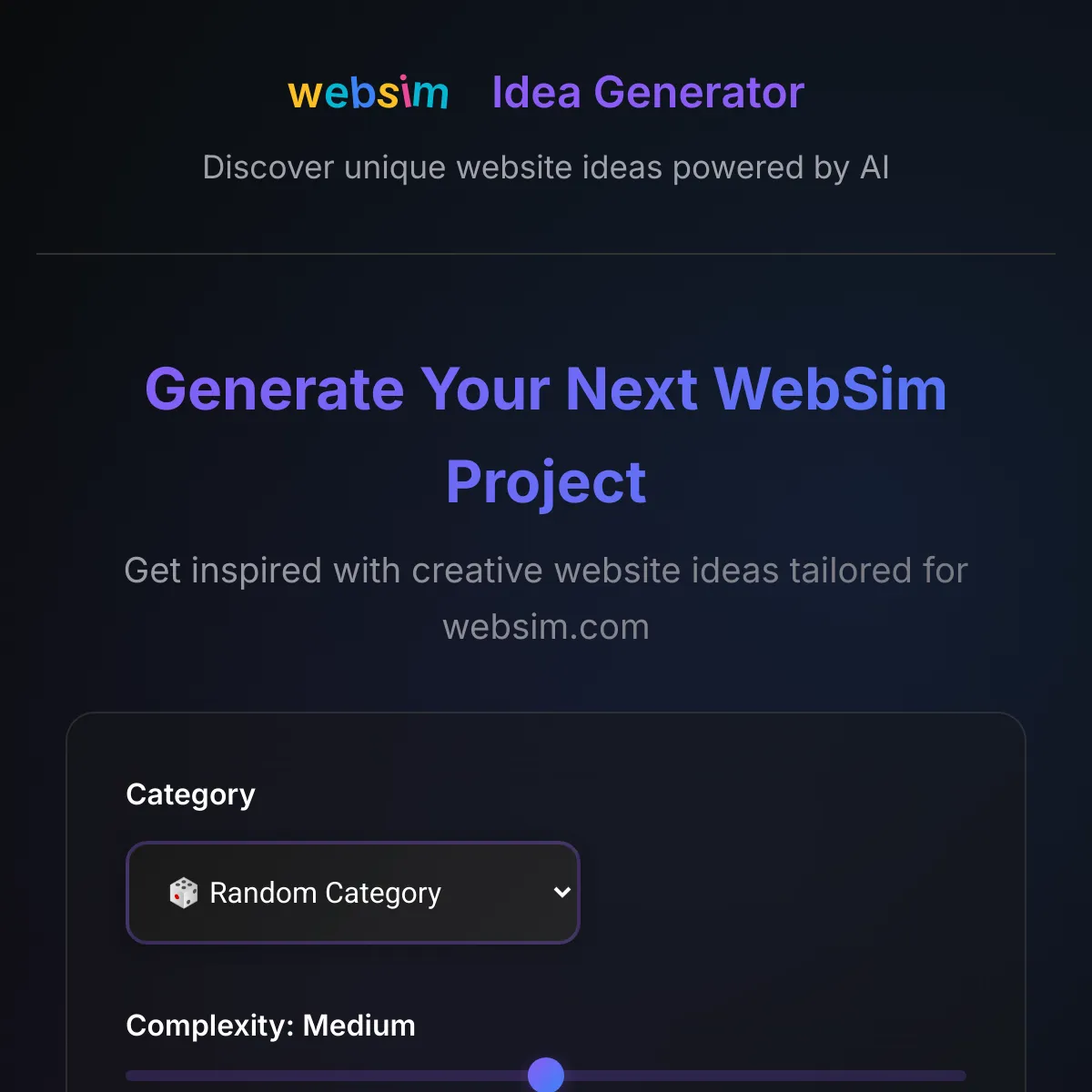Websim Idea Generator Ai