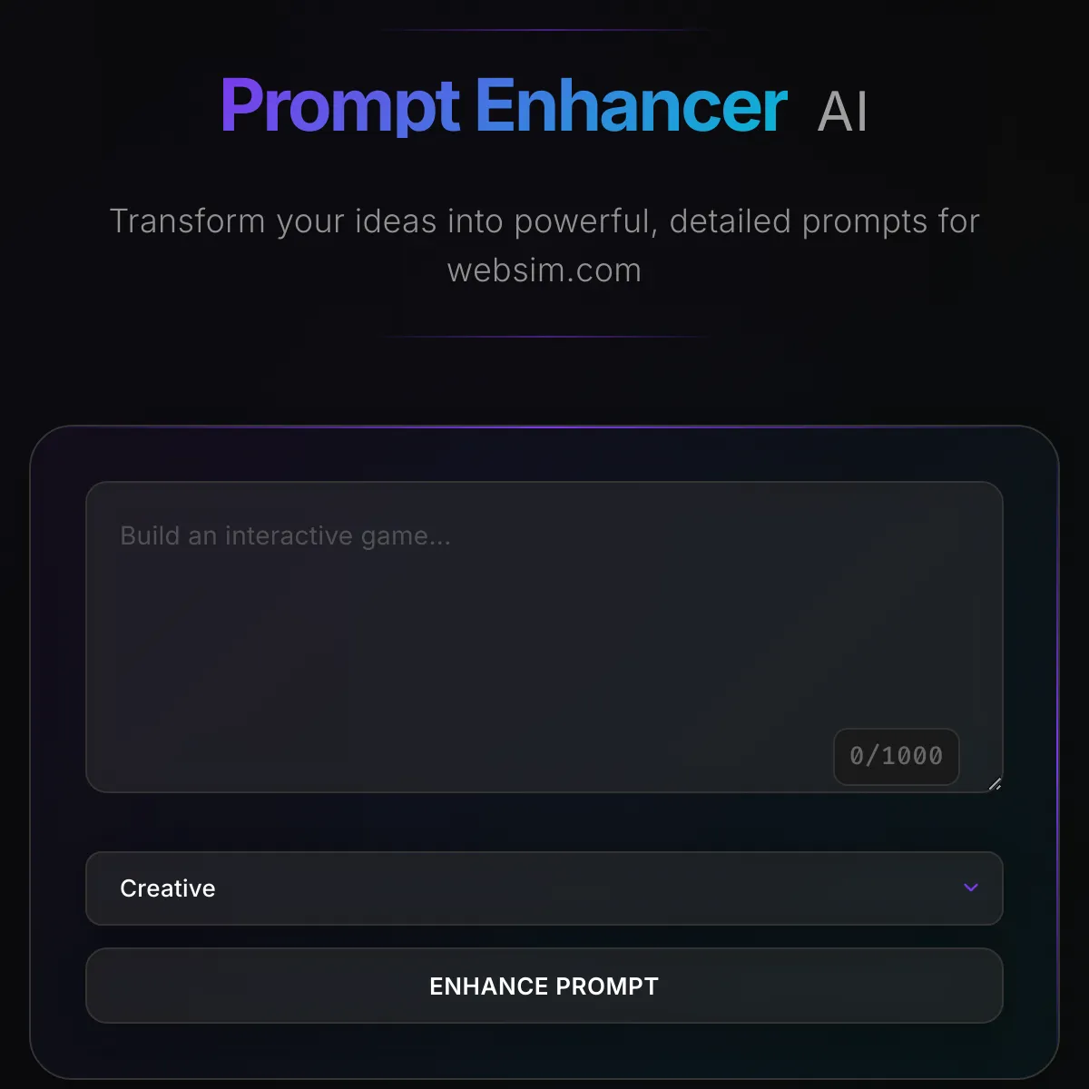 Prompt Enhancer AI for Websim