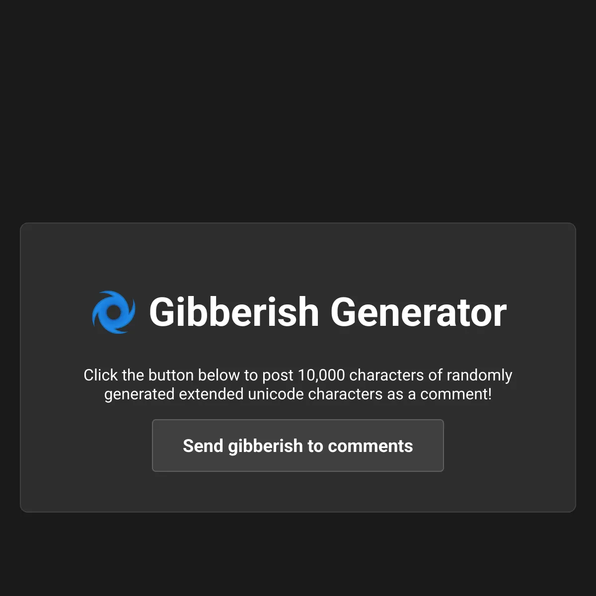 Gibberish Comment Generator