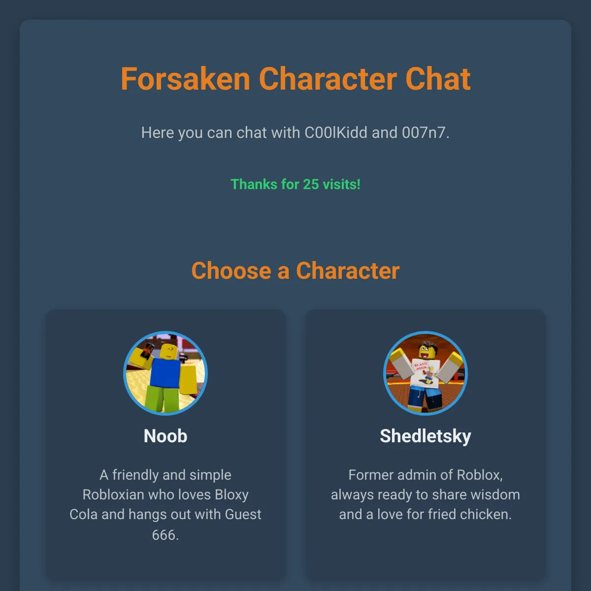 Forsaken Character Chat